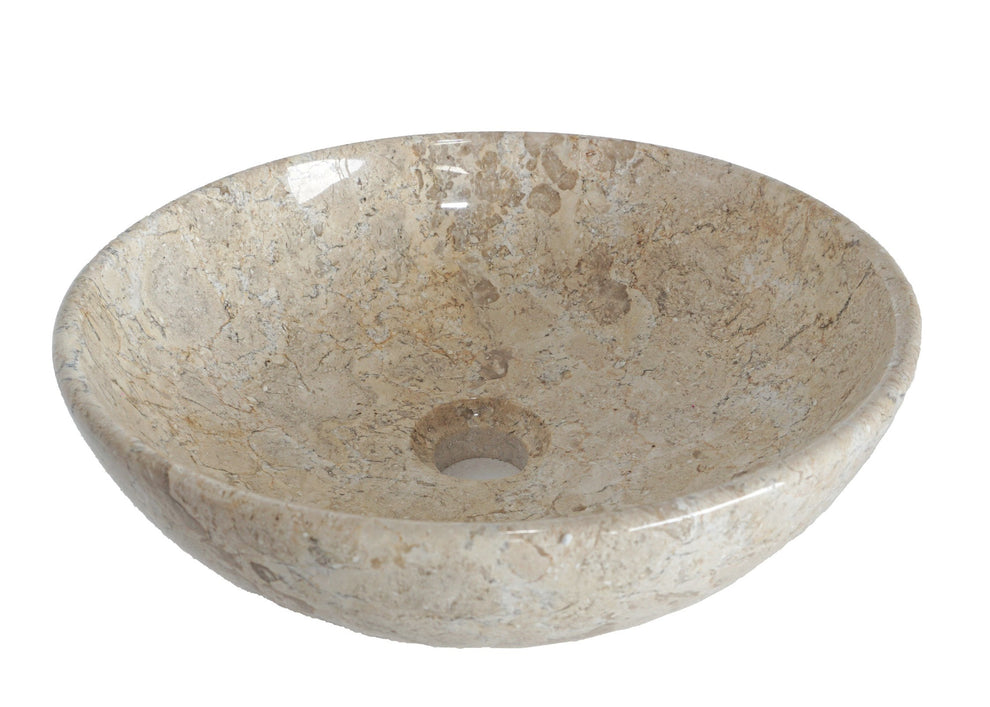 Pure Form - Polished Marble Basin – 12cm Height – Cream or Grey – Dia ...